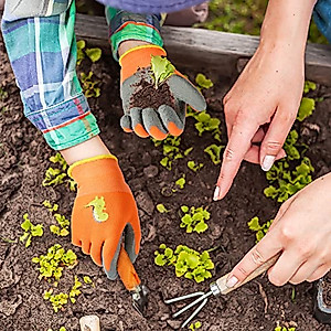 HIYZI 6 Pairs Kids Gardening Gloves Children Yard Work Glove Rubber Coated Protective Gloves for Toddlers Youth Girls Boys Outdoor (Small (Age 3-5))