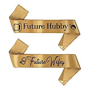 BroSash Bachelorette & Bachelor Party Sash -"Future Wifey" &"Future Hubby" Groom, Bride to Be Supplies 2 pcs Set Best Wedding Gifts Bridal Shower Decorations Engagement Favors Miss to Mrs. Gift Kit