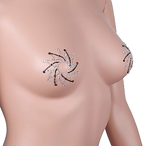 LUOEM Acrylic Nipple Covers Rhombus Shape Breast Face Jewels Acrylic Tears Gem Stones Bindi Chest Stickers (White Black)