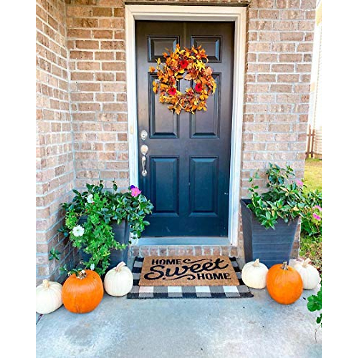 Buffalo Plaid Rug 24 x 36 Inch for Layered Hello Door Mats Washable Black and White Checked Indoor or Outdoor Rugs Carpet for Front Door Entryway