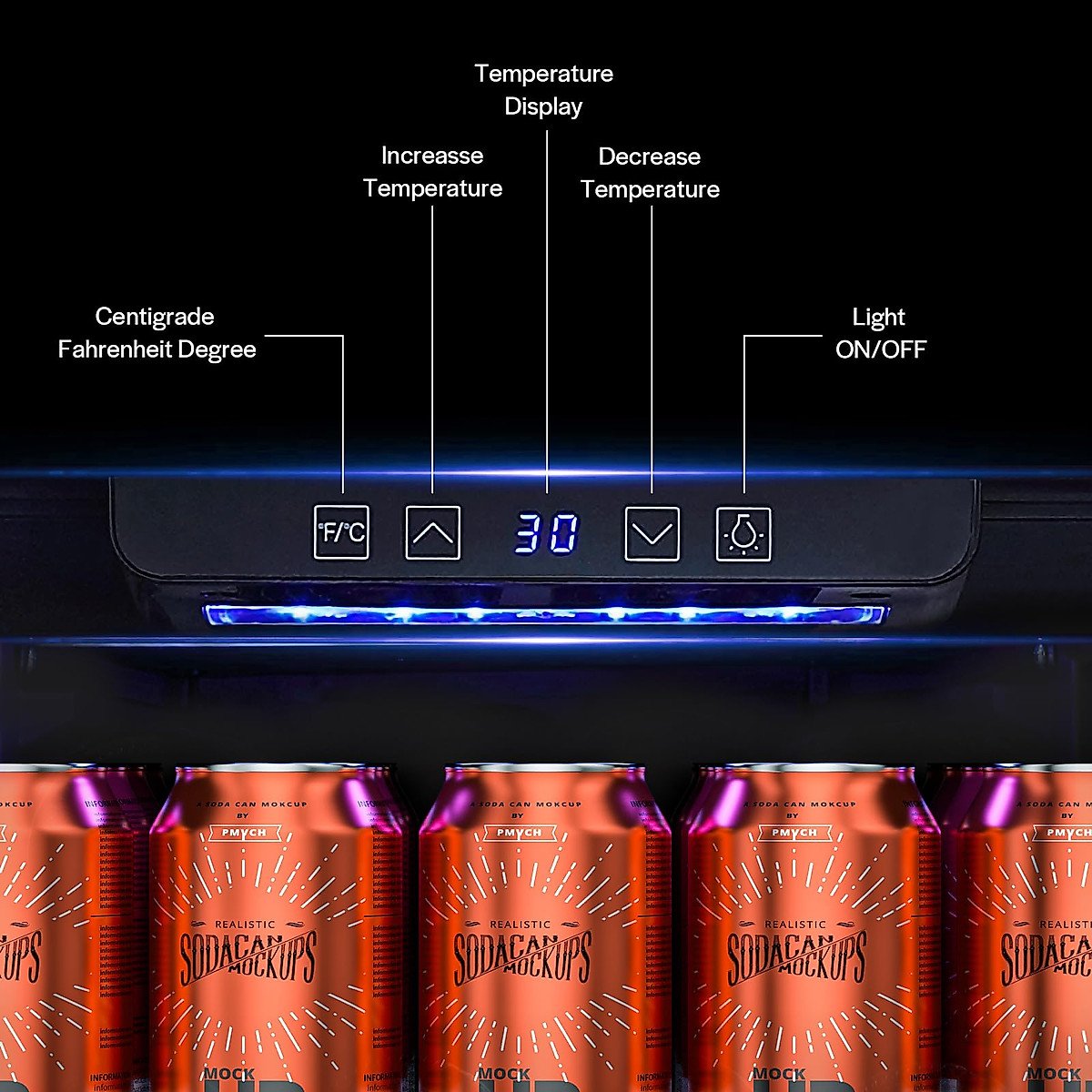 Empava Beverage Refrigerator Mini Glass Door Drink Fridge Cool Your Soda Beer to 37F for Kitchen, Office or Bar, Silver