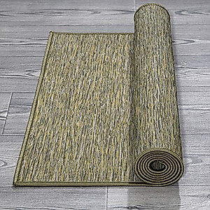 Ottomanson Machine Washable Tonal Design Jute Back 2x3 Reversible Indoor/Outdoor Area Rug for Patio, Living Room, Bedroom, Office, Dining Room, 2' x 3', Green