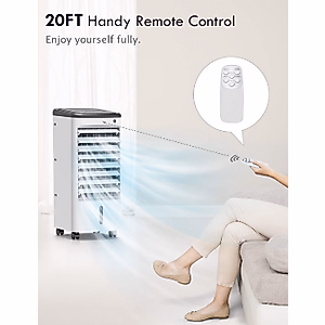 BREEZEWELL 3-IN-1 Evaporative Air Cooler, Portable Air Conditioner Fan/Humidifier with Ice Box, 12H Timer&Remote Control,Ultra-quiet,65° Oscillating Personal Evaporative Cooler for Room Home&Office