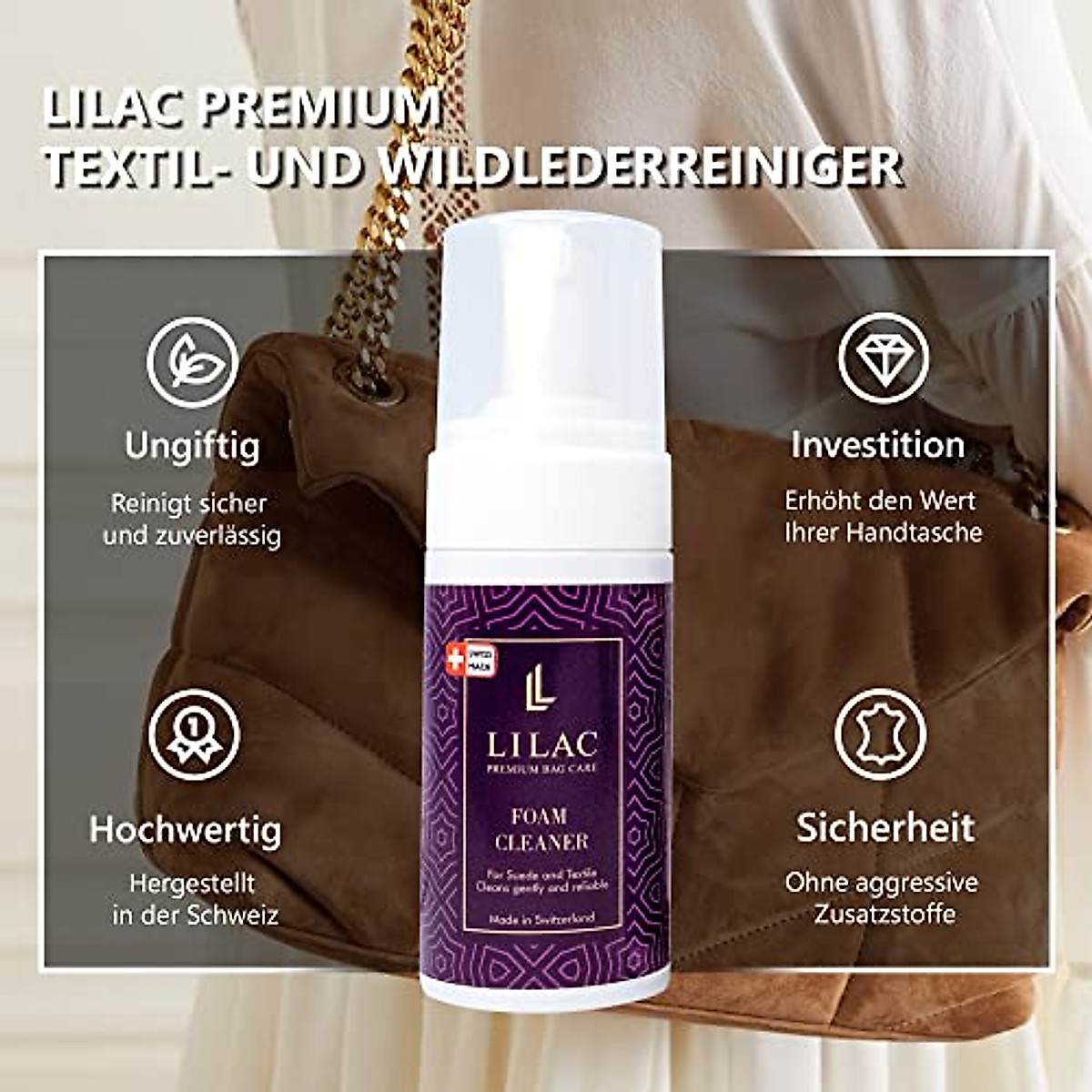 Lilac Premium Leather Care Set Swiss Made Professional Suede and Textile Care Products for Handbags (Suede and Textile Set), 5.4 Ounce