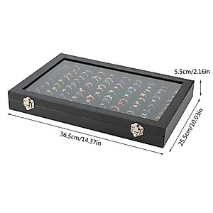 Siveit Ring Display Case Organizer Box with Transparent Lid, Ring Holder Showcase For Store Display Jewelry Show Home, Ring Organizer For Jewelry Rings, Studs Earrings (100 Slot, Black)
