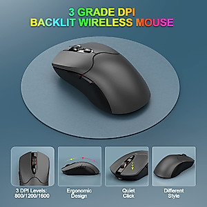 Wireless Keyboard and Mouse Combo with 7 Colors Backlit, Wrist Rest, 2.4G Rechargeable Ergonomic Full Size Light Up Wireless Keyboard and Mouse Set for Computer, PC, Mac, Laptop, Chromebook (Grey)