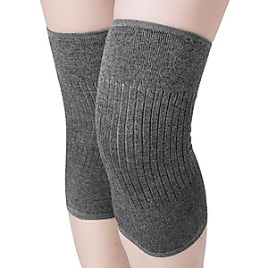Thermal Knee Warmer Sleeve Winter Leg Brace Protector Circulation Improvement,Joint Pain Relief,Knee Arthritis Knitted Wool for Men Women Outdoor Sports Running Dancing Gym Yoga Fitness 1 Pair (Grey)