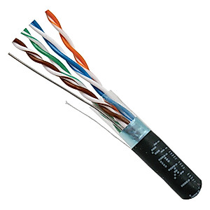 Vertical Cable Cat5e, 350 MHz, Shielded, 24AWG, Solid Bare Copper, 1000ft, Bulk Ethernet Cable, Black