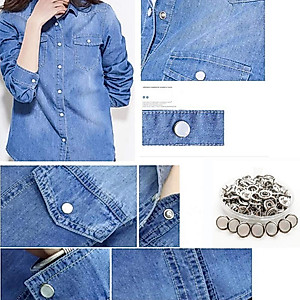 Pearl Snaps Fasteners Kit,10mm Clothes Ring for Western Shirts Clothes Prong Ring Snaps (White)