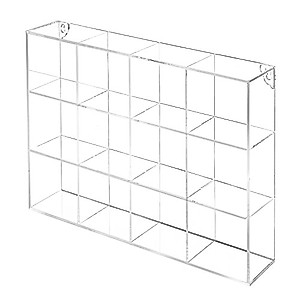 MyGift Wall Mounted Clear Acrylic Collectible Figure Display Case with 12 Compartments for Mini Toys, Crystals and Stone Showcase Shadow Box Shelf