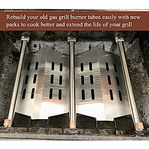 QuliMetal 17.5" Flavorizer Bars and 19.5" Grill Burner for Weber Genesis 300 (2011-2016) E310 E320 E330 S310 S320 S330 with Front Control Panel, 304 Stainless Steel, Replaces for Weber 7620 7621 62752
