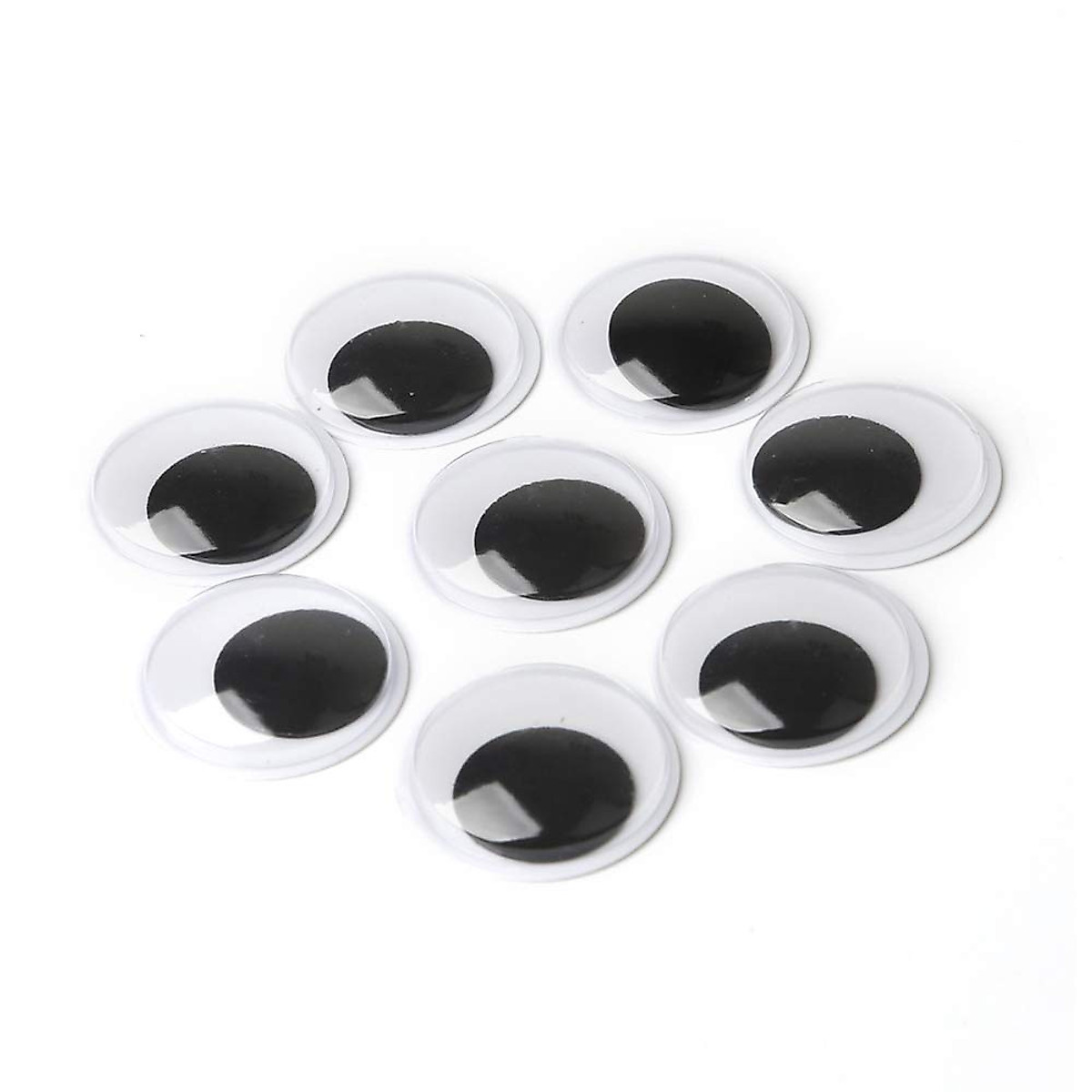 200pcs 25mm/1 inch Wiggle Googly Eyes with Self-Adhesive Round Black & White Eyes for DIY Arts Craft Supplies Party Decorations