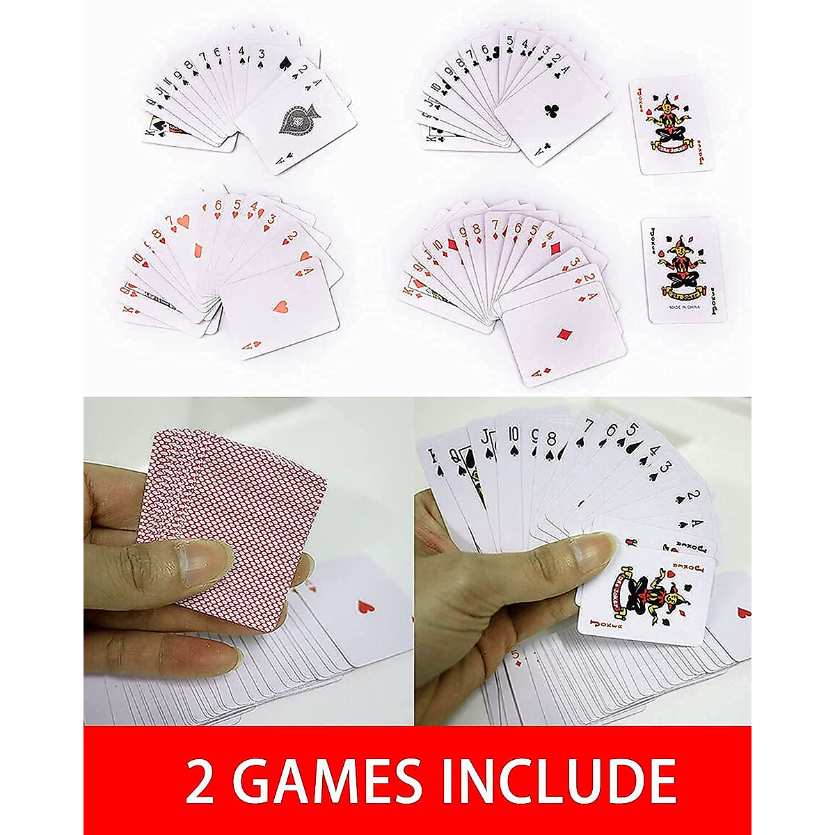 Mini Playing Card, 2 Decks Set Small Casino Poker Game for Kids and Adults, Tiny Deck of Novelty Party Gift for Girls and Boys (1.5 X 2 Inches)