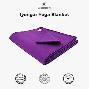 Yoga Blanket, 100% Cotton Hand Woven Blanket, Blanket for restorative yoga, Pune Iyengar Yoga Blanket, Yogikuti Colored Blanket (Purple)