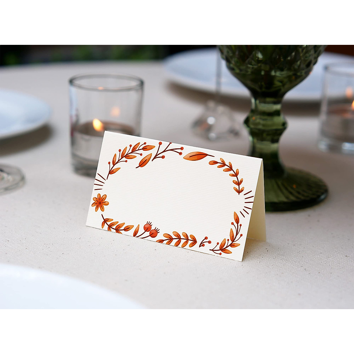 25 Thanksgiving Day Place Cards Tent Cards Seating (3.5 x 2 in), Fall Leaves Table Name Cards for Thanksgiving Party, Food Labels, Dinner Parties, Banquets, Baby Shower / YJZW008J