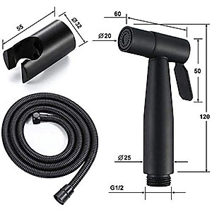 JIYTG Shower Kit Bidet Muslim Shower tap into a Shower or Bidet Toilet Spray Gun Inlet Pipe Full Set of Booster Spray Guns