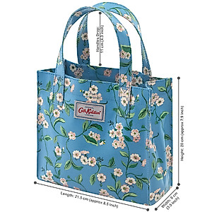 Cath Kidston S Bookbag Oilcloth Mini Open Top Handle Bag Small Size Water Resistant Lunch Bag Floral Pattern (Forget Me Not (Sky Blue))