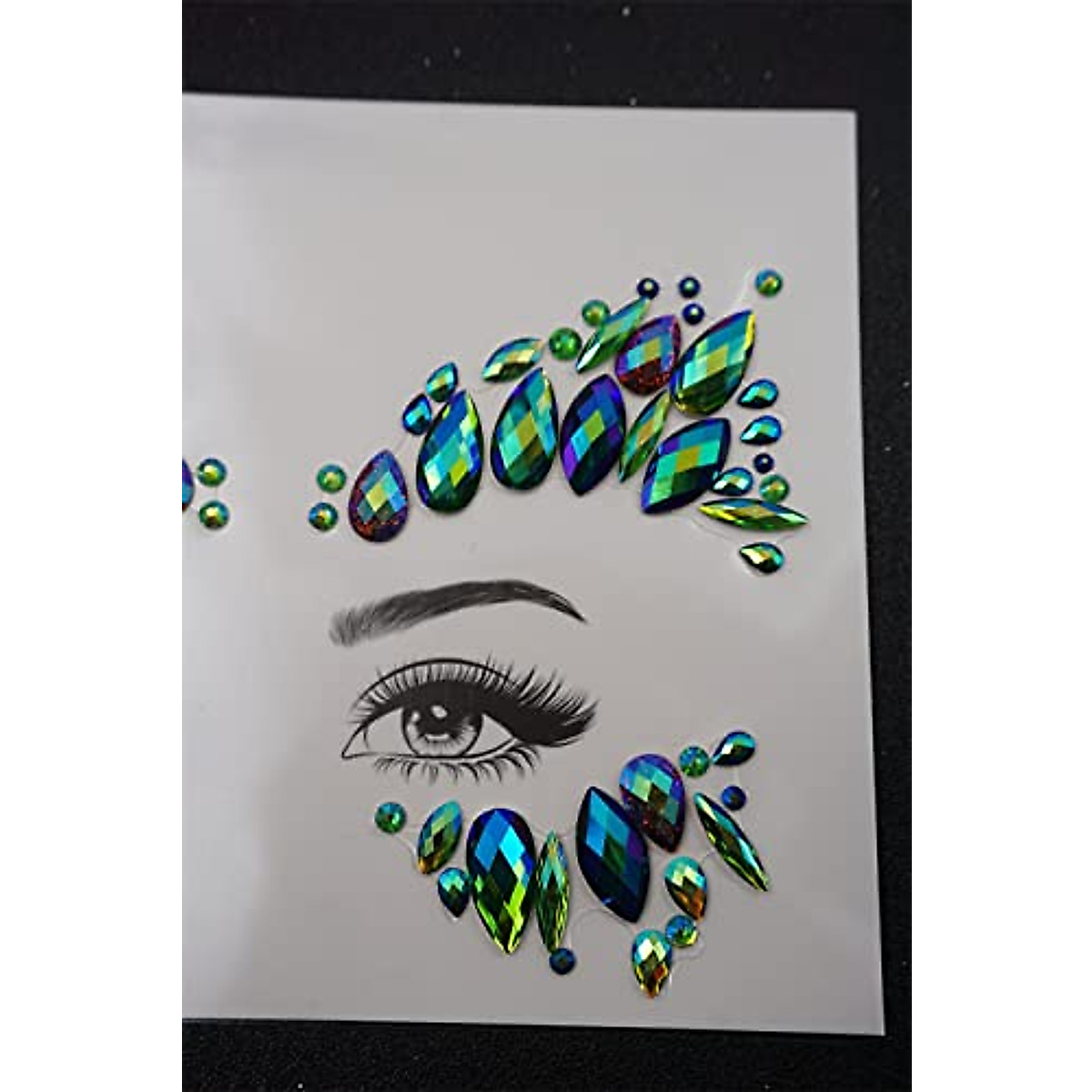 Face Jewels festival halloween face Tattoo body gems Bindi Glitter Eyes rhinestone Forehead Sticker DIY Face Decoration Face Gems Rhinestone Temporary Tattoo Sticker(emerald ab/SR14)