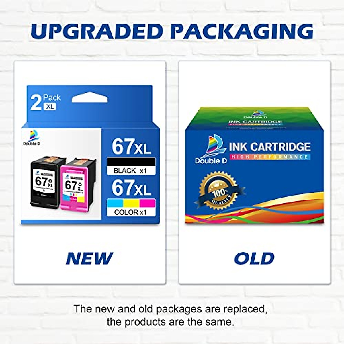 DOUBLE D Remanufactured Ink Cartridge Replacement for HP 67 67XL for Envy 6000 6055 6055e 6455e 6458 6475 DeskJet 2700 2732 2755 2755e 4100 4152e 4155 4155e 4158 Printer (1 Black 1 Tri-Color)