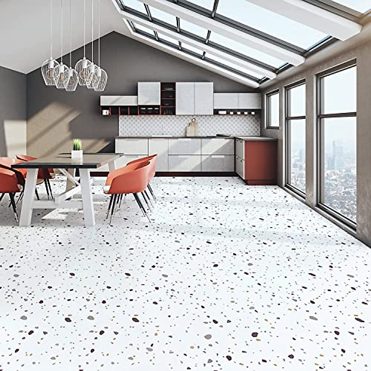 Peel & Stick Floor Tiles Stickers Flooring 12x12 inches 10 Pack (12x12 Inches, White, 10)