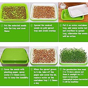 Legigo 5 Pack Seed Sprouter Trays with Lids- Soil-Free Cultivation Germination Tray, BPA Free Micro Greens Growing Trays Seed Sprouting Trays Kit with Germinating Paper for Wheatgrass, Beans and More