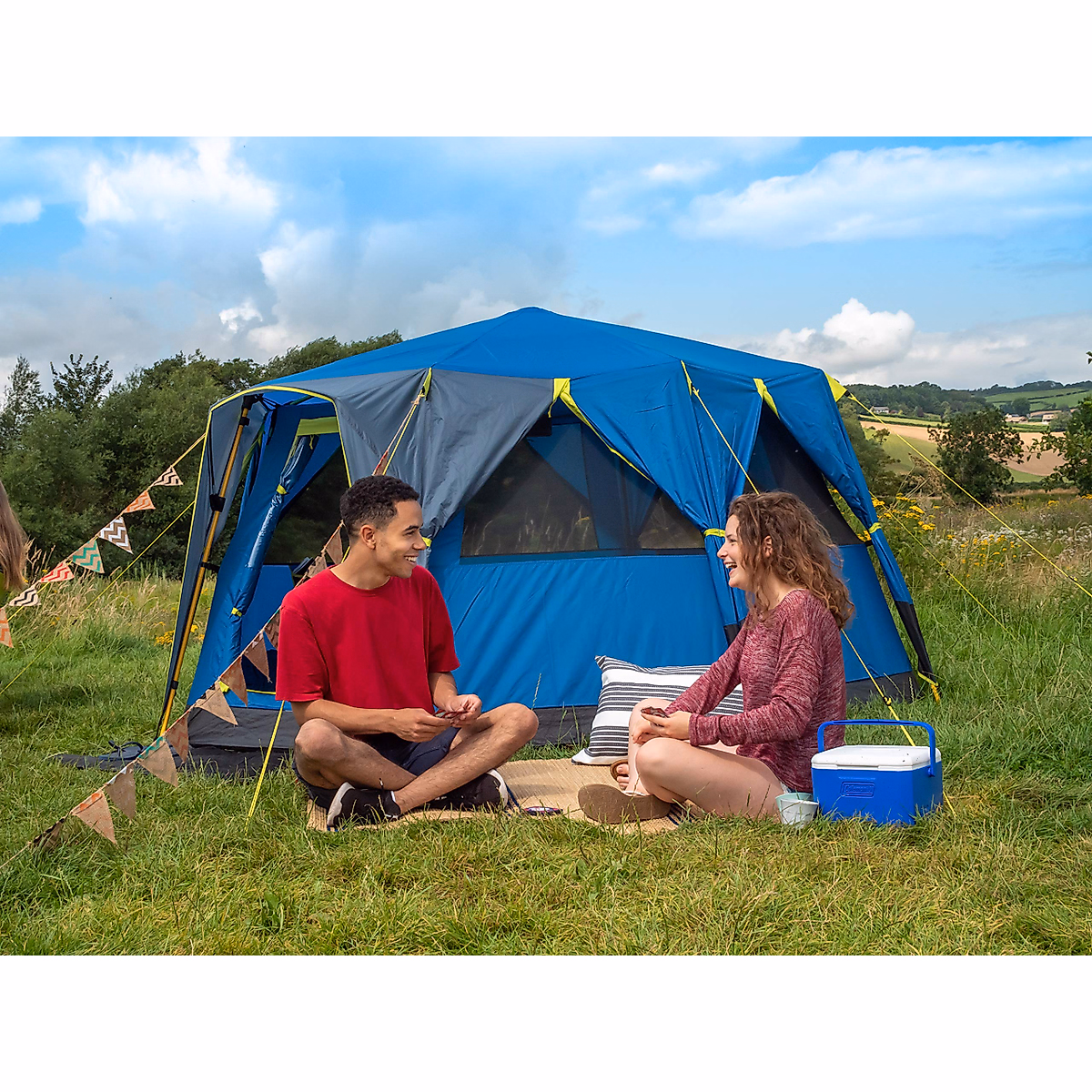 Coleman Tent Octago, 3 Man Tent Ideal for Camping in The Garden, Dome Tent, Waterproof 3 Person Camping Tent with Sewn-in Groundsheet