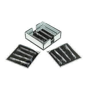 Cokester Funny Coasters for Drinks with Holder - 4 Pcs Novelty Gift Set Unique Present for Friends, Men, Women, Housewarming, Birthday, Living Room Decor, Holiday Party Nose Candy Gag Gifts… (Mirror)