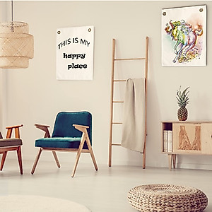 2Pcs Blank Printing Wall Banner, cotton-linen Hanging Flags, Wall Sign Decor for Bedroom, Baby Nursery and Playroom.（beige）