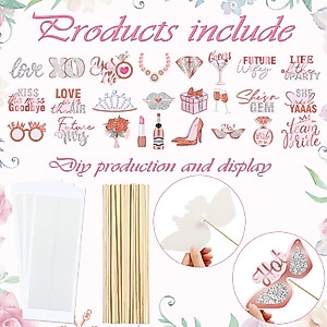 26 Pieces Bridal Shower Wedding Photo Booth Props Bachelorette Photo Props Rose Gold Pink Future Wife Party Decorations for Bridal Shower Out Hen Party Gift Accessories