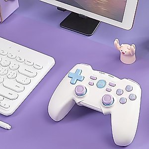 BEITONG BAT4 Wireless PC Game Controller,Dual Vibration Retro Gamepad Joystick for Windows 7 8 10 11/Steam/Simulators/Android TV Gaming (Bat 4 (Ice Cream))