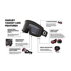 Oakley Target Line L OO7121 Matte Black/Dark Grey Ski Goggles For Men For Women + BUNDLE with Designer iWear Eyewear Kit