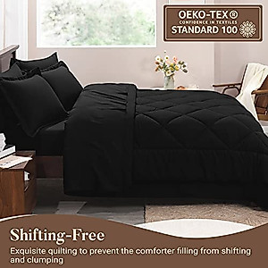 Basic Beyond Twin Bed in a Bag Comforter Set with Sheets - 5 Pieces Twin Comforter Set Black Bedding Sets with Comforter, Flat Sheet, Fitted Sheet, Pillowcase & Sham