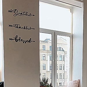 3 Pcs Thankful Grateful Blessed Cutout Sculptures Arrow Signs Rustic Wall Art Ornaments Blessed Thankful Grateful Word Signs Wood Decorative Accent Decors for Farmhouse Kitchen Living Room (Black)