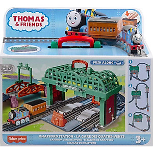 Thomas & Friends Diecast Toy Train & Track Set Knapford Station 2-in-1 Playset & Storage Case for Preschool Kids Ages 3+ Years​