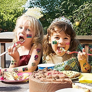 8 Sheets (96PCS) Disco Temporary Tattoos Birthday Party Decorations Supplies Tattoos Stickers Cute Party Favors Kids Girls Boys Gifts Classroom School Prizes Themed