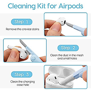 MMH 7in1 Airpod Pro Keyboard Earbud MacBook Cleaner Kit with Cleaning Pen Brush, Electronic Cleaning Kits Tools for Laptop iPad Phone iPod Tablet Computer PC TV Screen Blue(5ML Screen Cleaner Spray)