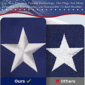 American Flag, Thickened Nylon US Flag, Durable American Flags for Outside 3x5, American Flag with Embroidered Stars & Brass Grommets, Bright Color USA Flag, Anti-Tear American Flags for Outdoor