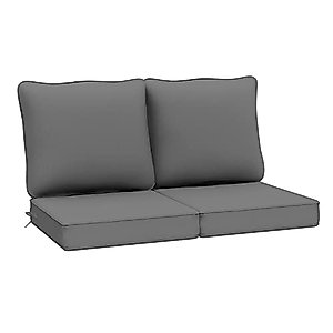 AAAAAcessories Outdoor Deep Seat Cushions for Patio Furniture, Water-Resistant Replacement Patio Chair Cushions Set of2,24 x24 x 5 inch, Darker Gray