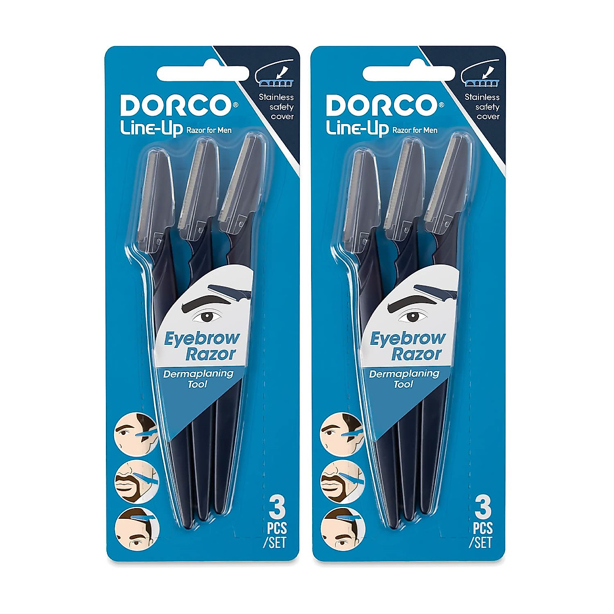 DORCO Line-Up Razor for Men - The Ultimate Grooming Tool for Mustache, Beard (2 Packs) | Father's Day Gifts