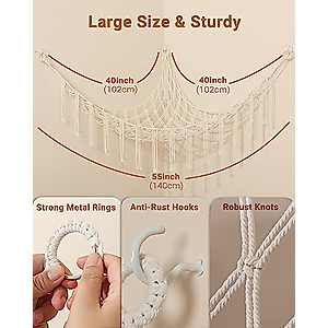 iKeelo Stuffed Animal Storage Hammock(2 Pack), Nursery Hanging Organizer for Teddy Bears and Plush Toys, 55x40x40in Large Corner Stuffy Holder for Kids Bedroom and Playroom