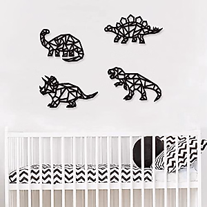 Dinosaur Wall Decor Dino Geometric Wooden Wall Art Nursery Room Decorations For Baby Boys Girls Toddlers Kids Bookshelf Bathroom Bedroom Classroom Bedroom Playroom Living Room Modern Minimalist Design