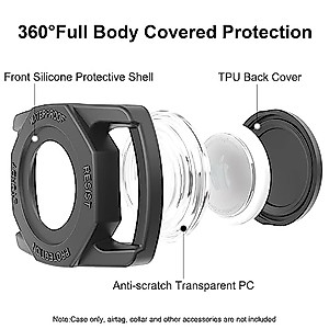 SANKALA Waterproof Airtag Case for Dog Collar, [4 Pack] Airtag Dog Collar Holder, TPU & Silicone Full Body Covered Anti-Lost Apple Air Tag Collar Holder Protective Airtag Case for Pet Collar