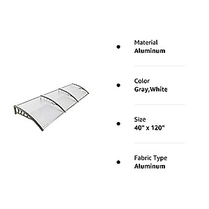 Patio Door Window Awning Canopy, Polycarbonate Cover Front Door Outdoor Patio Awning Canopy UV Rain Snow Protection Hollow Sheet