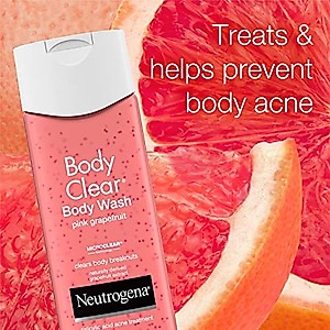 Neutrogena Body Clear Acne Treatment Body Wash with 2% Salicylic Acid Acne Medicine to Prevent Body Breakouts, Pink Grapefruit Shower Gel for Back, Chest & Shoulders, Vitamin C, 8.5 fl. oz