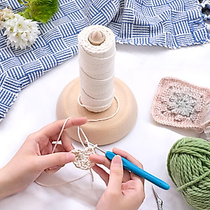 Premium Beechwood Yarn Holder with Brass Twirling Mechanism | Stand Ball Spindle Crochet and Sewing Tool | Wood Cord Organizer for Knitting, Embroidery, and Crafts