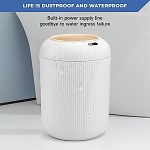 Smart Sensor Wastebasket, Convenient and Hygienic Easy to Use, Technology Sensor Waterproof Wastebasket Plastic Wastebasket for Kitchen, Bathroom, Bedroom, Living Room, Office and Outdoor (White)