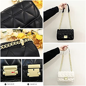 Jopchunm Crossbody Bags for Women Quilted Shoulder Purse with Convertible Chain Strap Classic Satchel Handbag