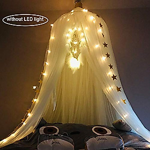 Jolitac Princess Bed Canopy for Girls Room Decor Round Lace Mosquito Net Play Tent Reading Nook Canopies Yarn Girl Dome Netting Castle (Yellow)