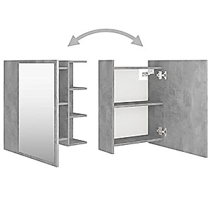 Eurobuy Bathroom Mirror Cabinet,Contemporary Wall Mounted Medicine Cabinet with 1 Door and 5 Compartments,Vanity Storage Cabinet for Bathroom Concrete Gray 24.6"x8.1"x25.2"