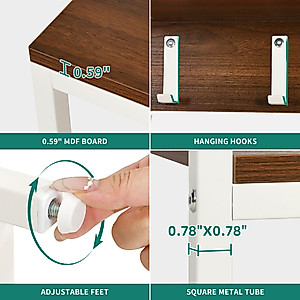 YITAHOME Entryway Bench with Coat Rack, 5-in-1 Hall Tree with Shoes Storage, Industrial Freestanding Coat Rack Shoe Bench with Storage Shelves, 10 Hooks for Hallway, Bedroom, Walnut/White